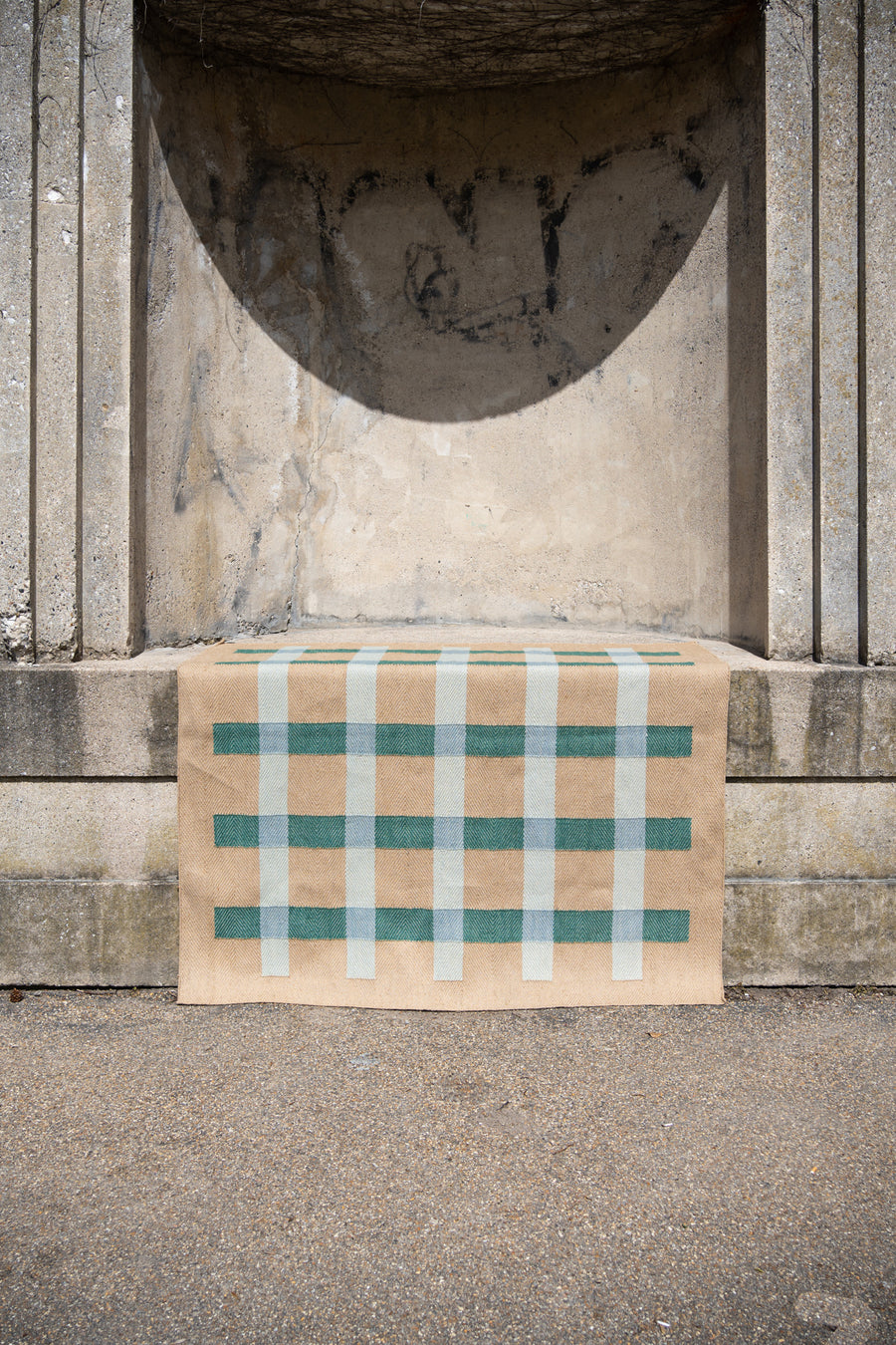 Jute Rug w. green and blue stripes – Matias Moellenbach